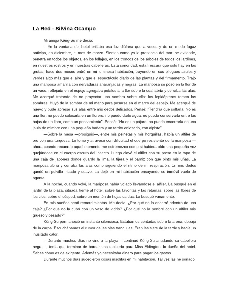 La Red de Silvina Ocampo: Análisis y Resumen | PDF | Poesía | Libros ...