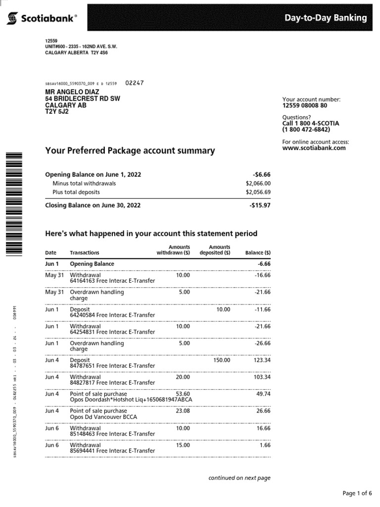 JUNE BANK STATEMENT | PDF | Overdraft | Fee