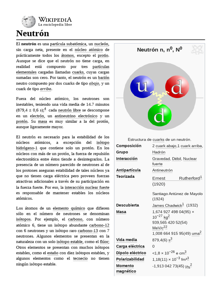 Neutrón | PDF | Neutrón | Física