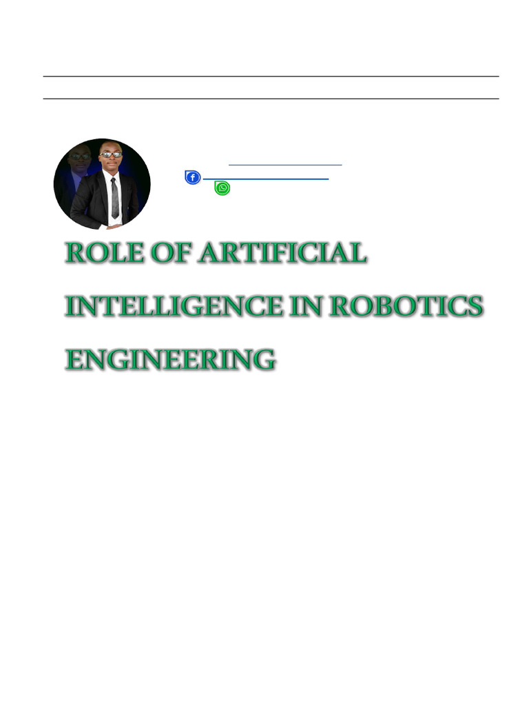 Role Of Artificial Intelligence In Robotics Engineering Pdf