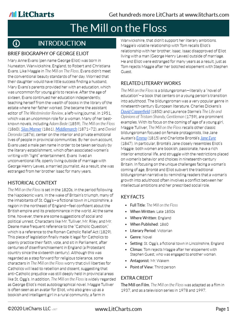 The Mill on the Floss Litchart-1 | PDF | The Mill On The Floss | George ...