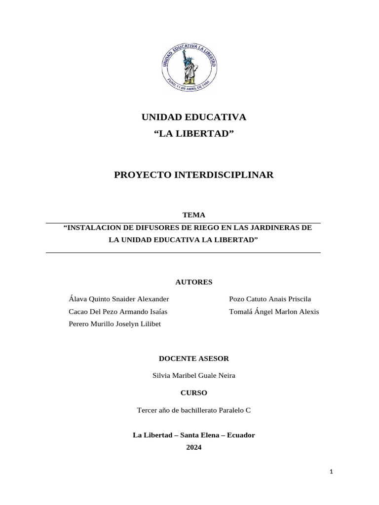 Formato Proyecto Fase 1 | PDF | Riego