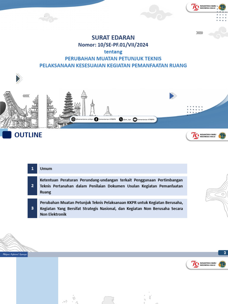 Paparan SE Perubahan Muatan Juknis Pelaksanaan KKPR | PDF