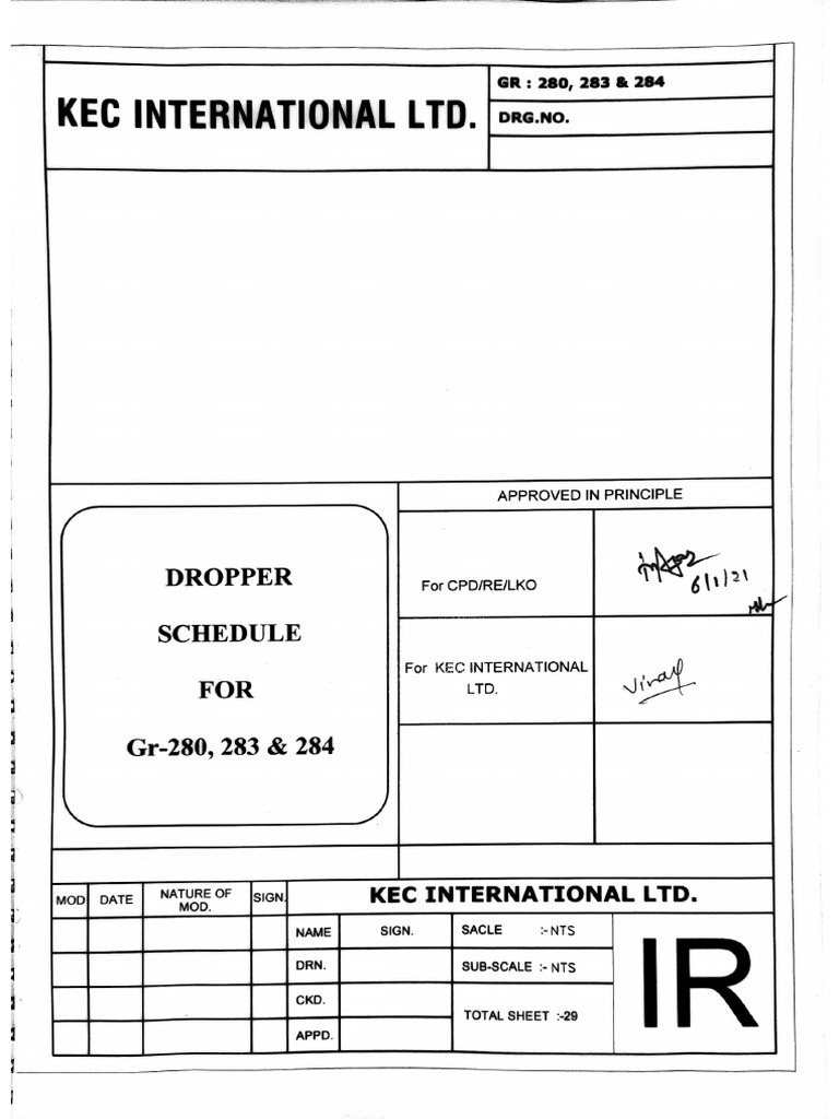 Dropper Schedule For OHE | PDF