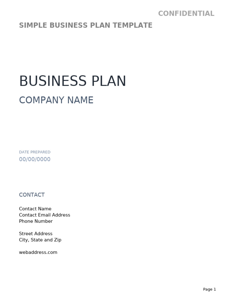 Simple Business Plan Template | PDF