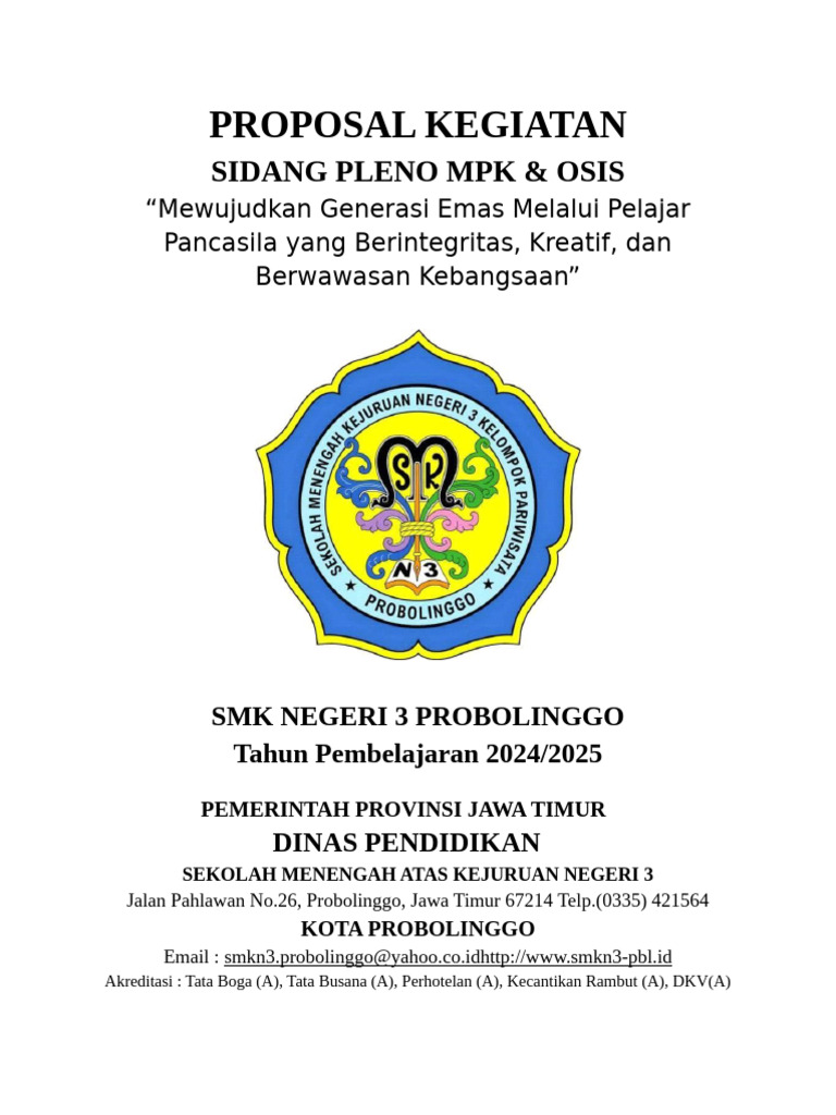 Proposal Pleno Pengurus MPK Tahun 2024-2025 | PDF