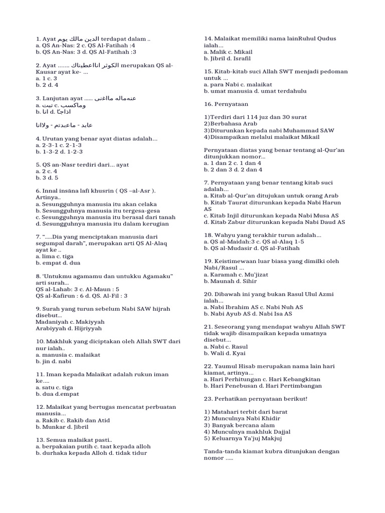 Soal Mapsi | PDF | Agama & Spiritualitas