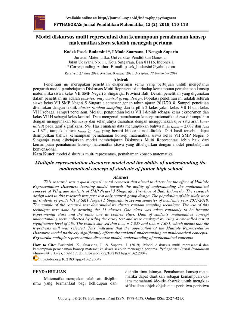 Model Diskursus Multi Representasi Dan K | PDF