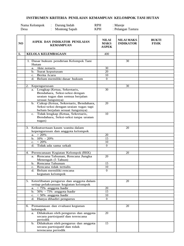 Instrumen Penilaian KTH | PDF