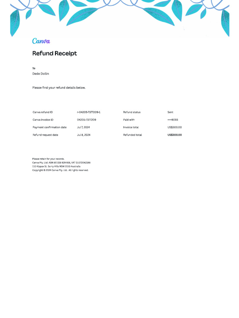 Second Invoice Refund | PDF