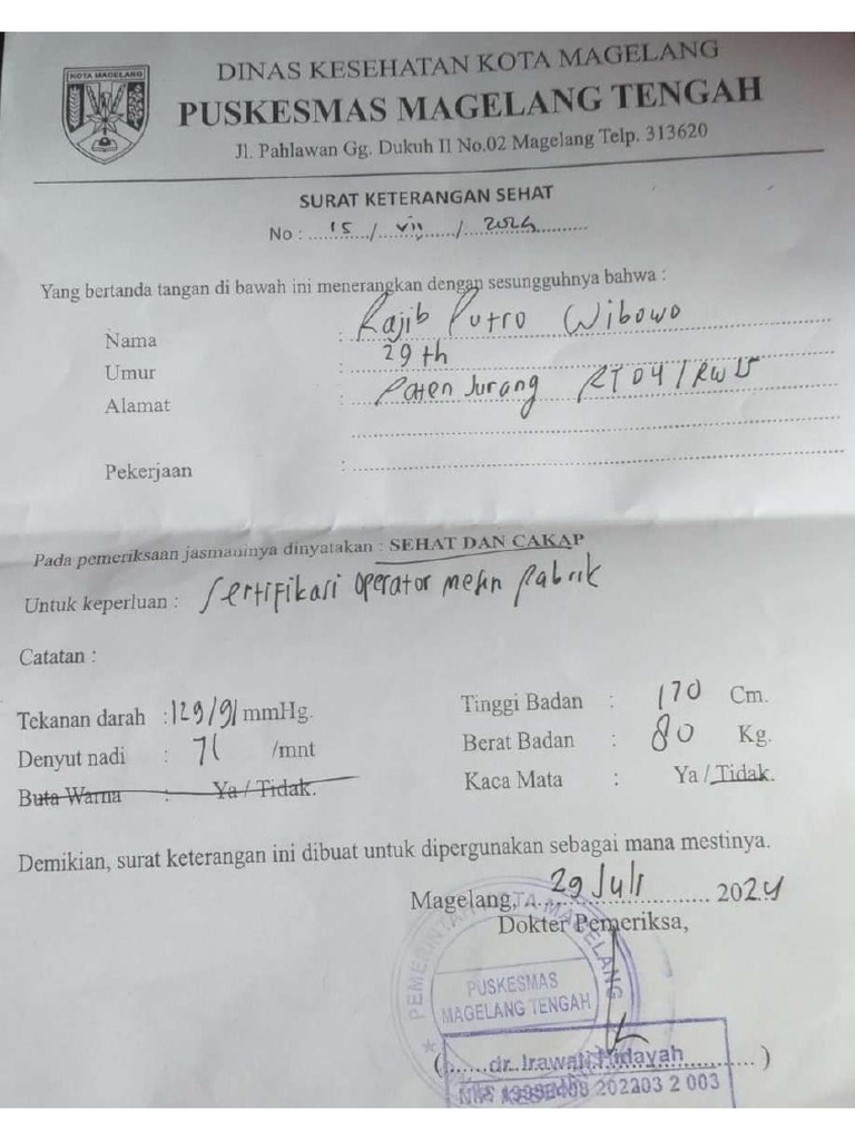 Surat Sehat Rajib | PDF