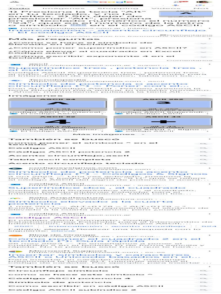 Cómo escribir el símbolo de potencia ^ | PDF | Ascii | Teclado
