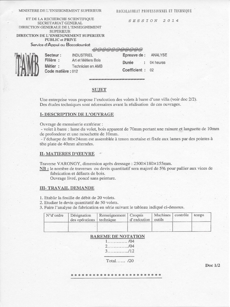 Analyse TAMB | PDF