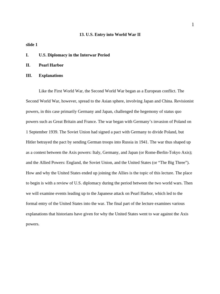 13 US Entry Into World War II | PDF | World War II | Franklin D. Roosevelt