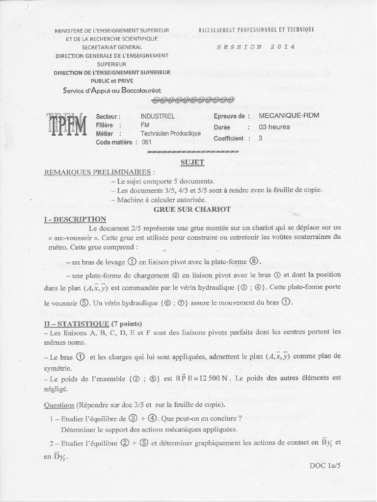 Mecanique-RDM TPFM | PDF