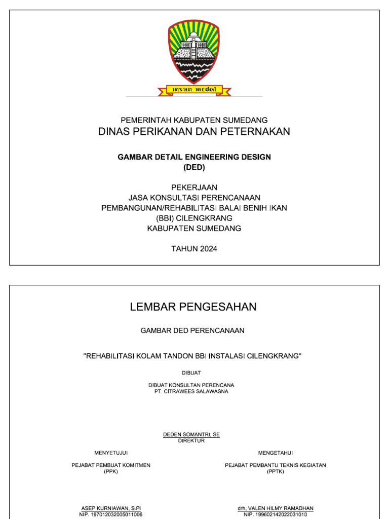 Rehabilitasi Kolam Tandon Bbi Instalasi Cilengkrang | PDF