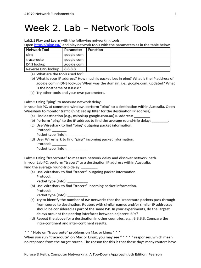 Week2 Lab NetworkTools | PDF | Computer Science | Computer Engineering