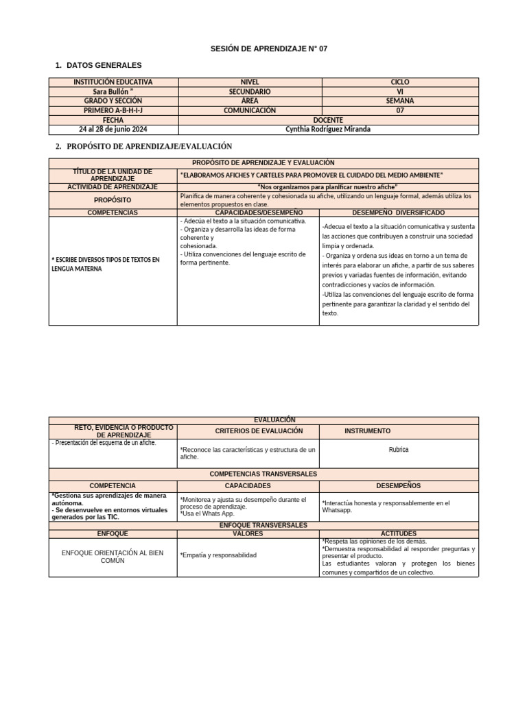 SESIÓN DE APRENDIZAJE N7 II BIMESTRE | PDF | Evaluación | Aprendizaje SESIÓN DE APRENDIZAJE N7 II BIMESTRE | PDF | Evaluación | Aprendizaje