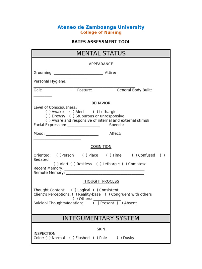 7 Bates Assessment Tool 1 | PDF | Human Anatomy