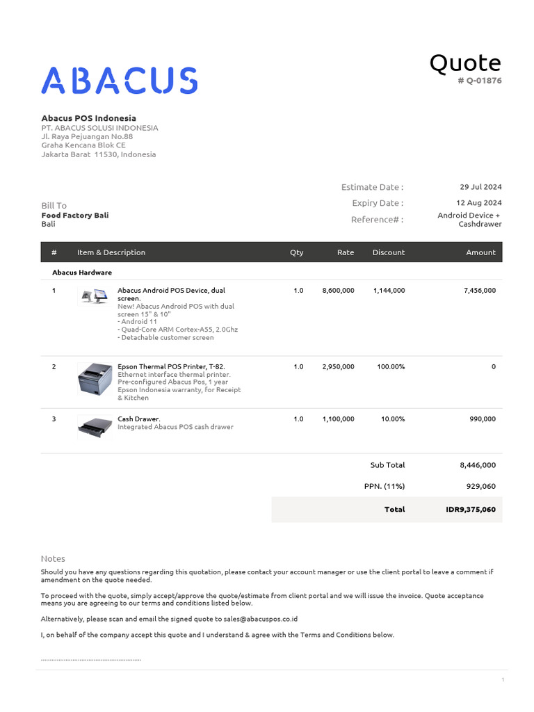 Quote: Abacus POS Indonesia | PDF | Point Of Sale | Android (Operating ...