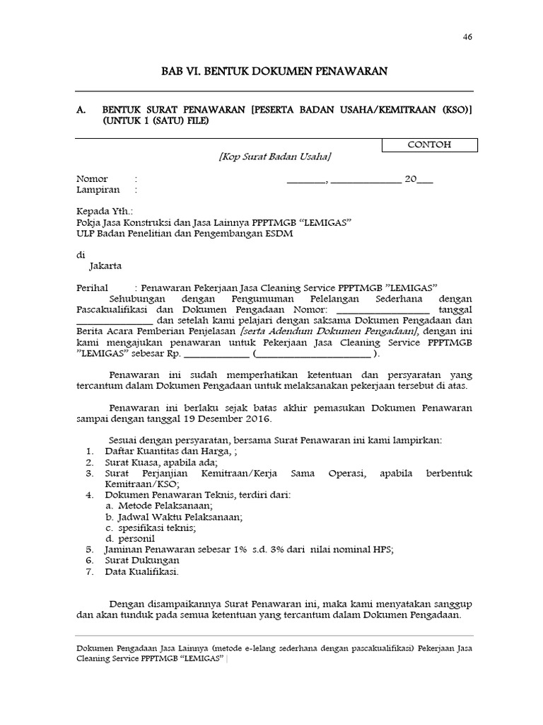 Contoh penawaran KSO | PDF