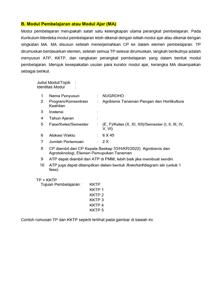 B. Modul Pembelajaran Atau Modul Ajar (MA) | PDF