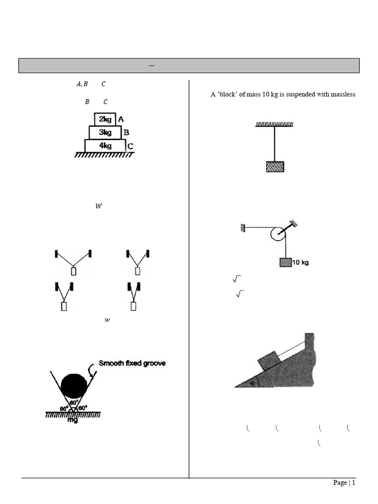 Class 11 Laws of Motion DPP Solutions | PDF | Tension (Physics) | Force