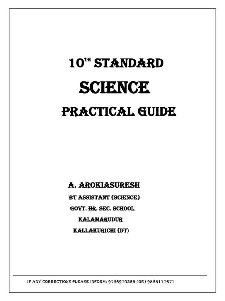 10th Standard Science Practical Guide | PDF | Weight | Metrology