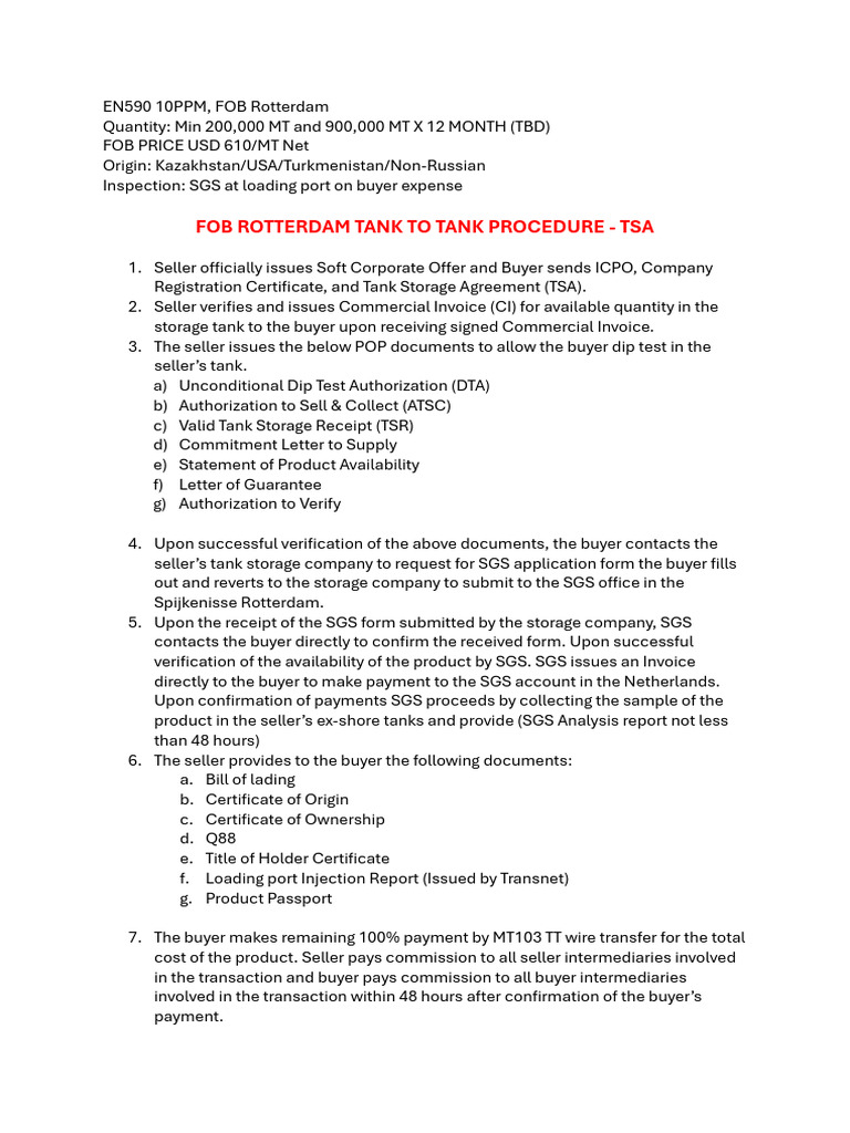 EN590 Fuel Trade Procedure | PDF | Sales | Procurement