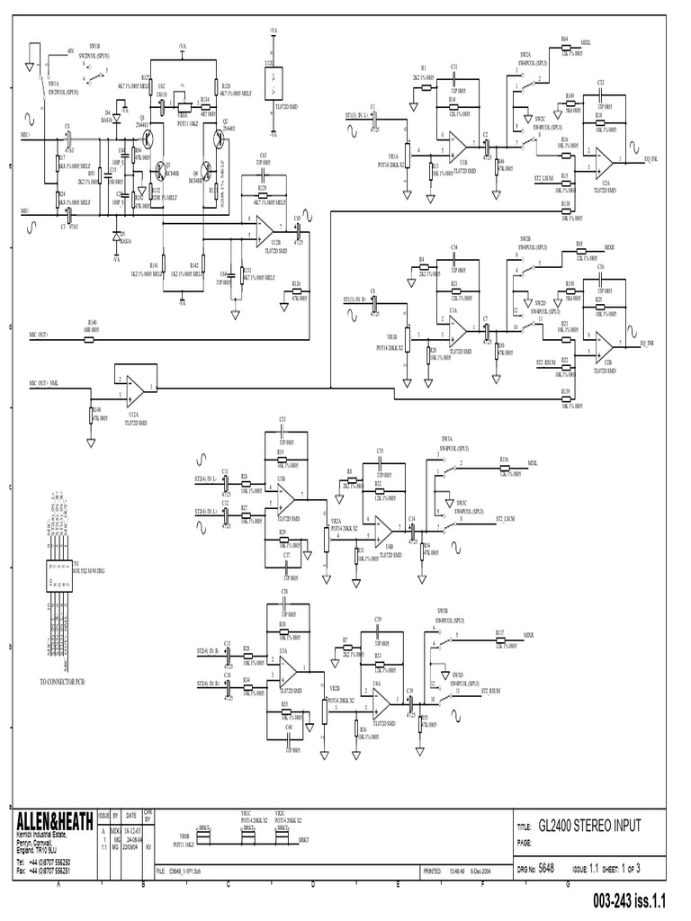 GL2400 Stereo Input Schematic Diagram | PDF