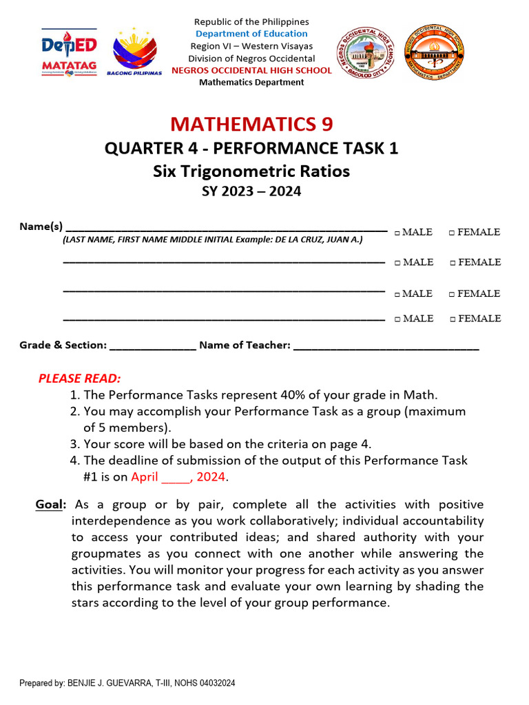 Q4-PT-1-Math-9-SY23-24-FINAL | PDF | Triangle | Cognition
