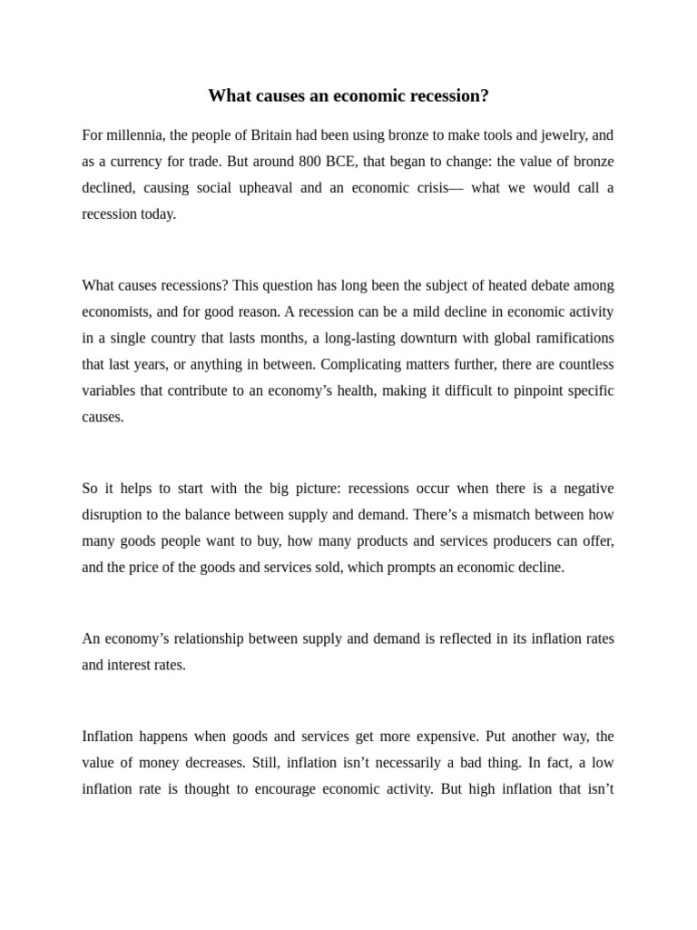 Causes of Economic Recessions | PDF | Recession | Interest