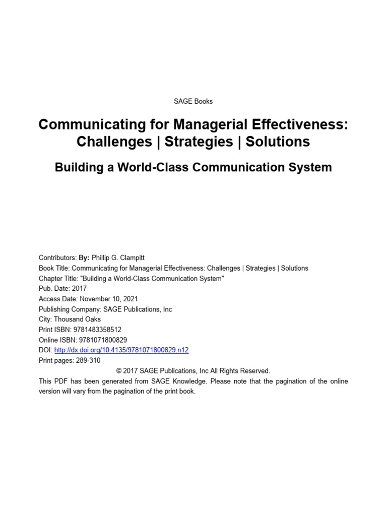 Communicating For Managerial Effectiveness: Challenges - Strategies ...