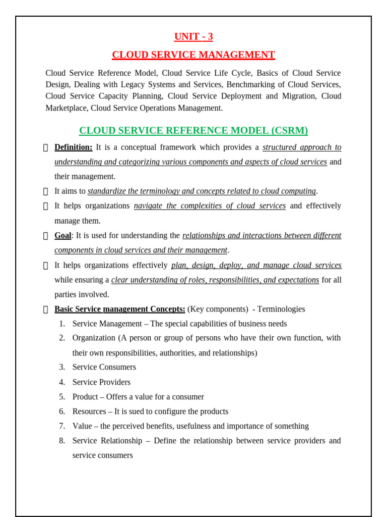 Cloud Service Management Notes Unit 3 | PDF | Cloud Computing | Scalability