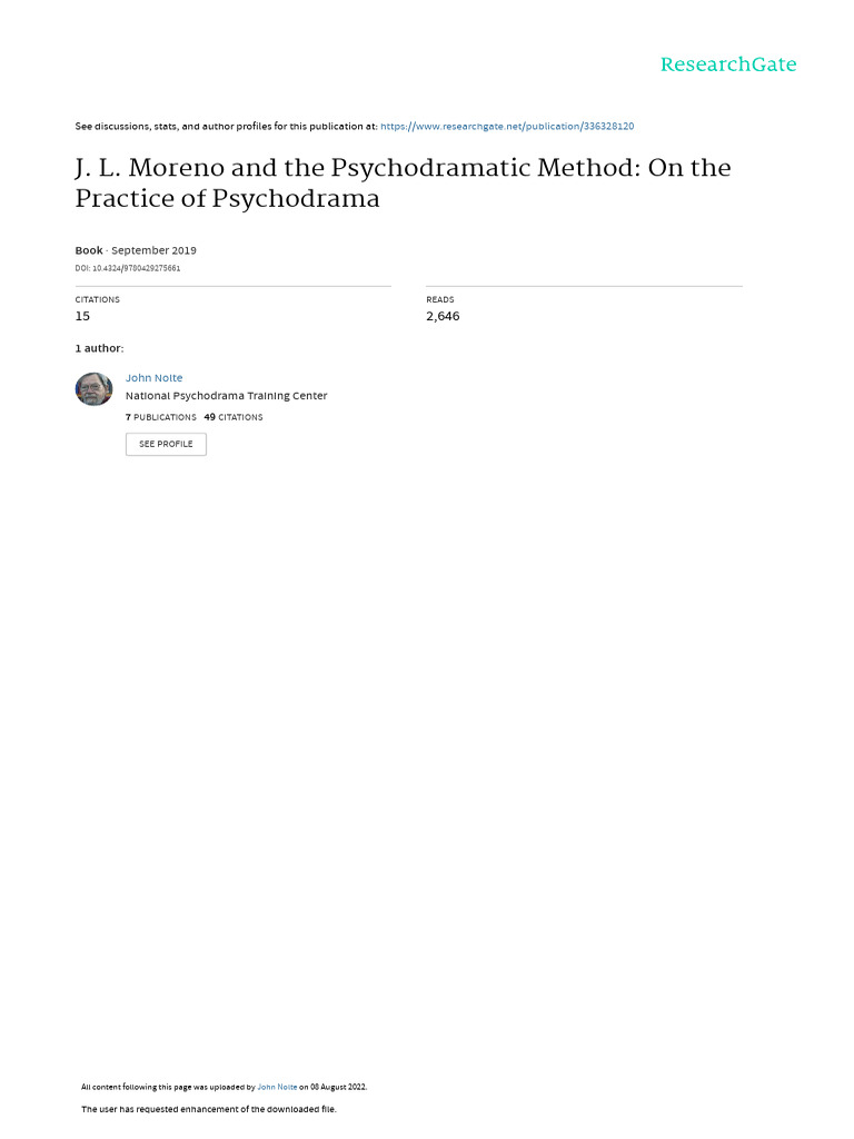 J L Moreno and The Psychodramatic Method On The PR | PDF ...