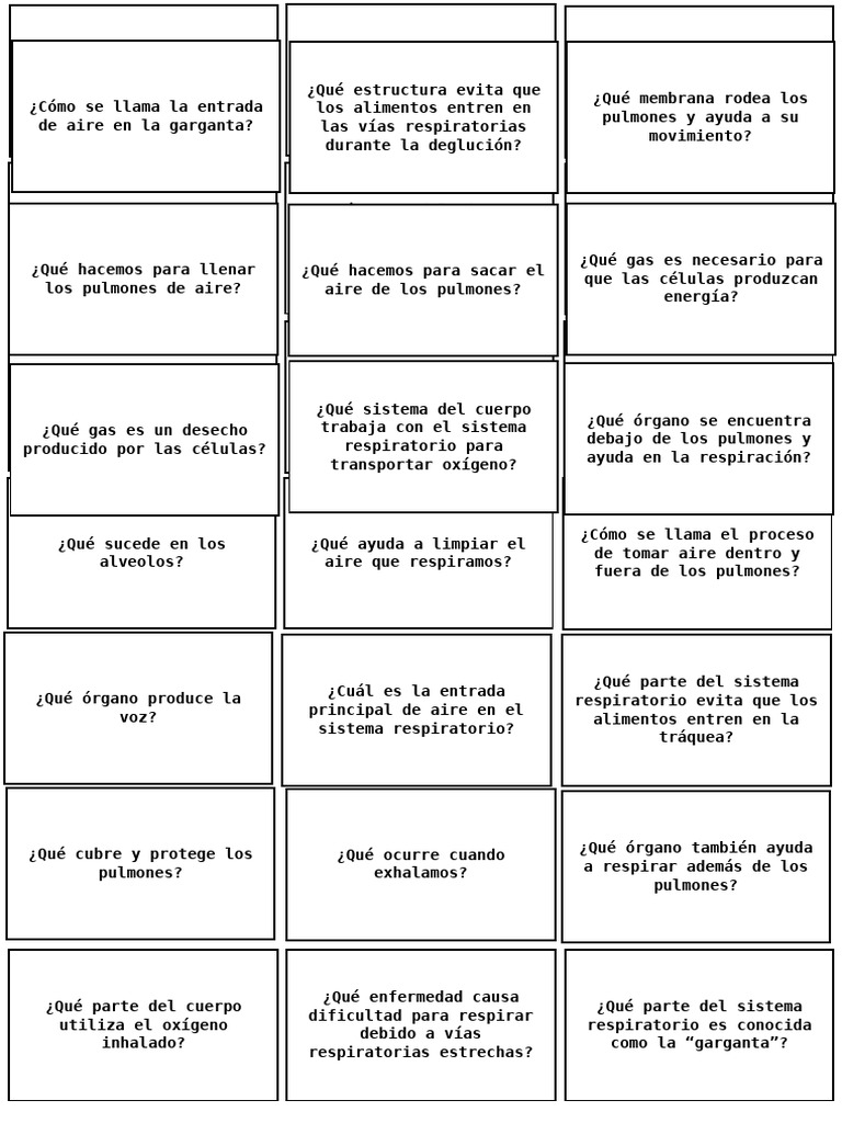 Tarjetas Sistema | PDF | Pulmón | Sistema respiratorio
