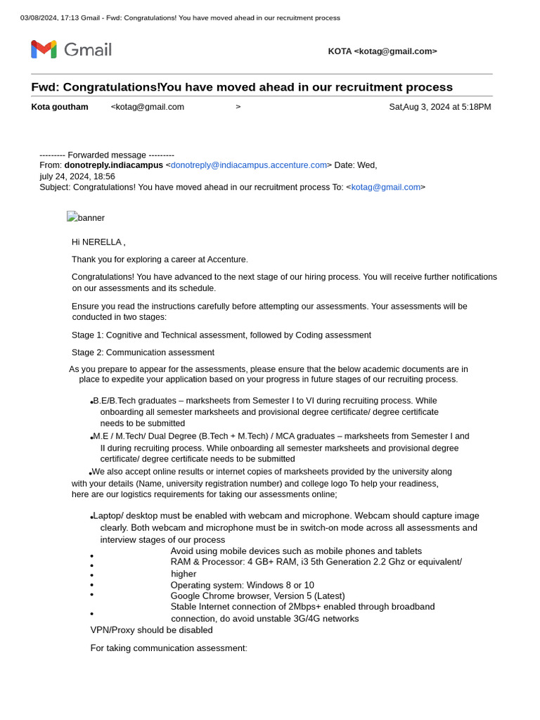 Next Steps in Accenture Hiring Process | PDF | Privacy | Employment