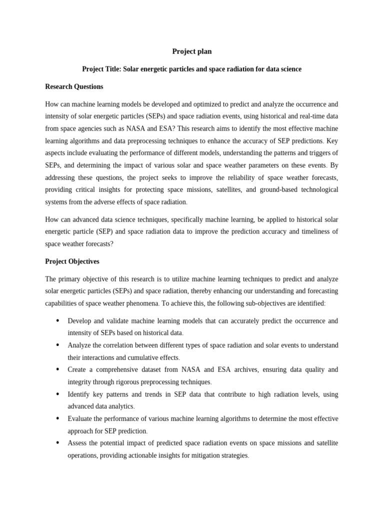 Project plan-1 | PDF | Space Weather | Machine Learning