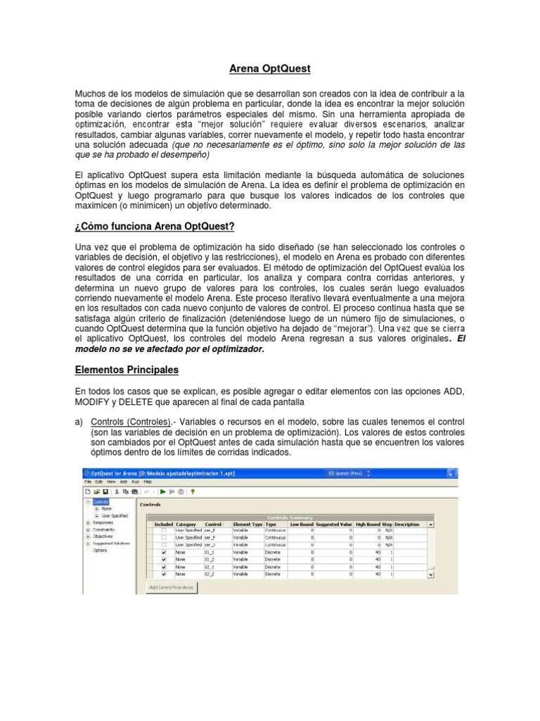 Optimización con Arena OptQuest | PDF | Optimización Matemática ...