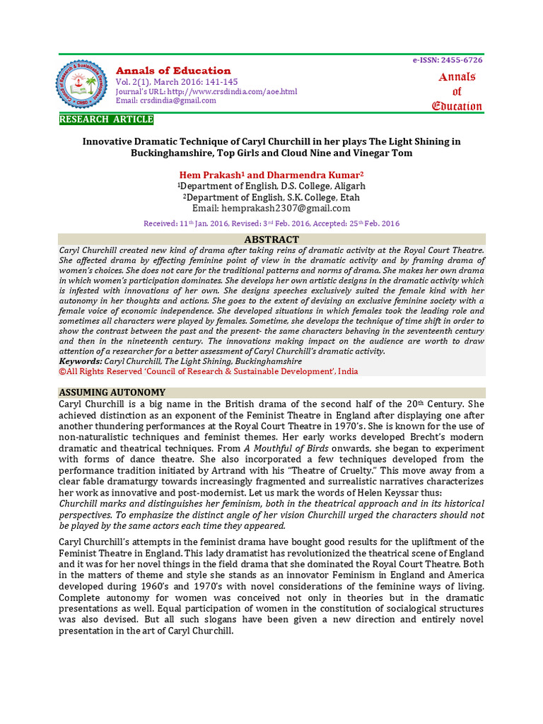 Annals of Education Innovative Dramatic | PDF | Feminism | Gender Studies