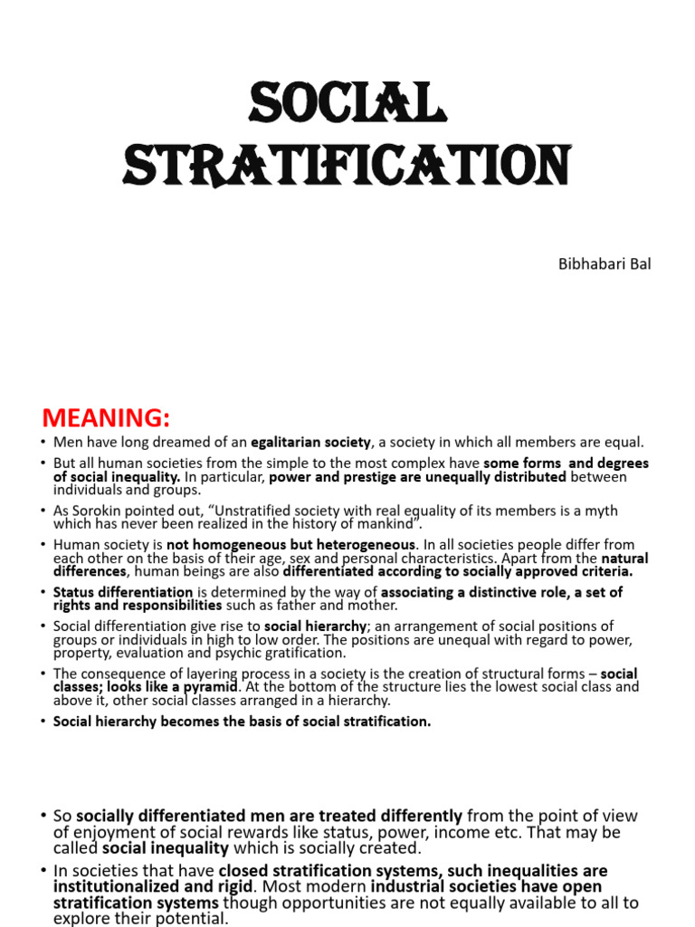 Social Stratification - Meaning &forms | PDF | Social Stratification ...