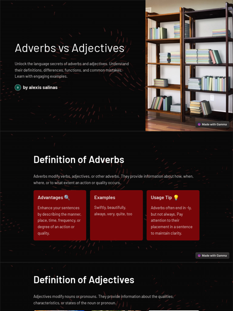Adverbs Vs Adjectives | PDF | Adjective | Adverb