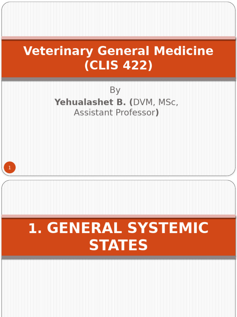 Vet. General Medicine (CLIS 422) - 1 | PDF | Dehydration | Sepsis