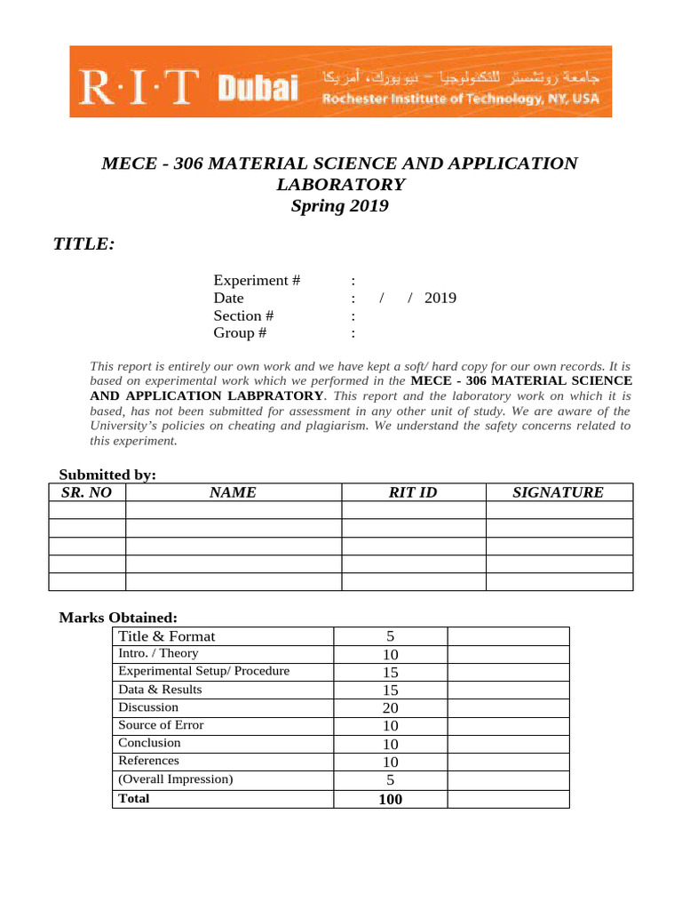 Cover Page and Report Guidelines Templete | PDF | Experiment | Page Layout