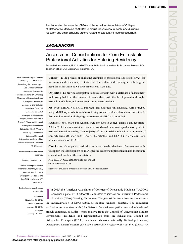 Assessment Considerations For Core Entru | PDF | Medical Education ...