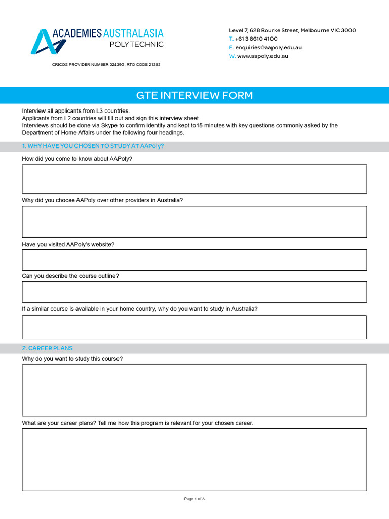AAP GTE Interview Form Fill | PDF | Career & Growth | Business
