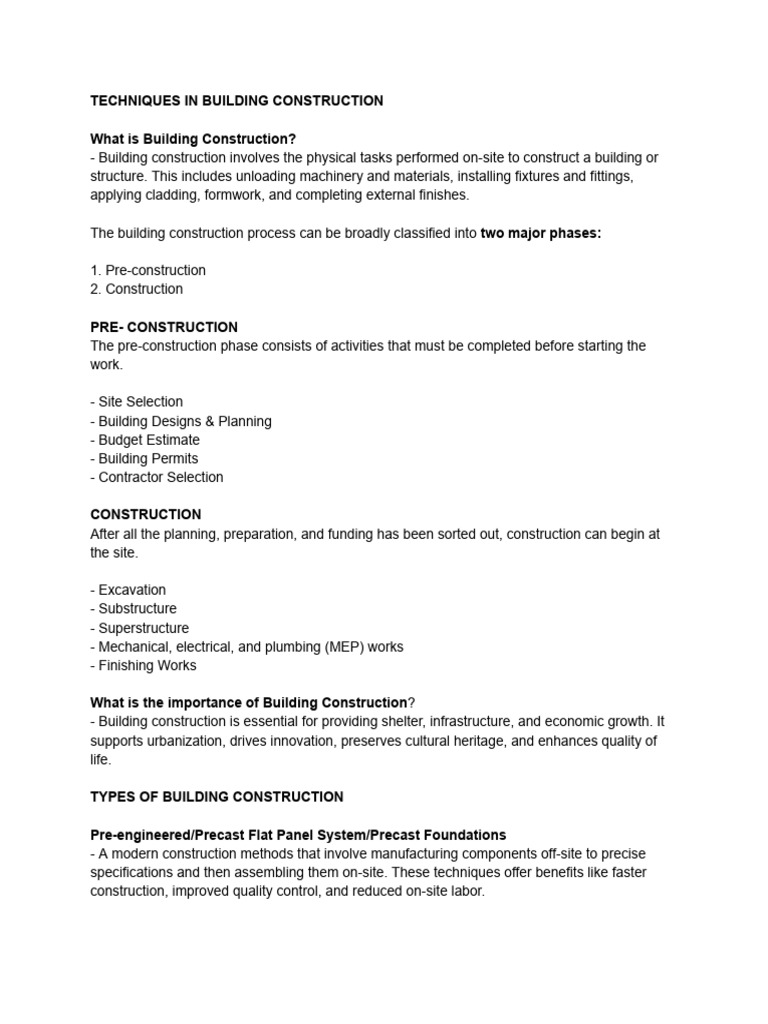 Handout Fundamentals of Building Process | PDF | Concrete | Masonry