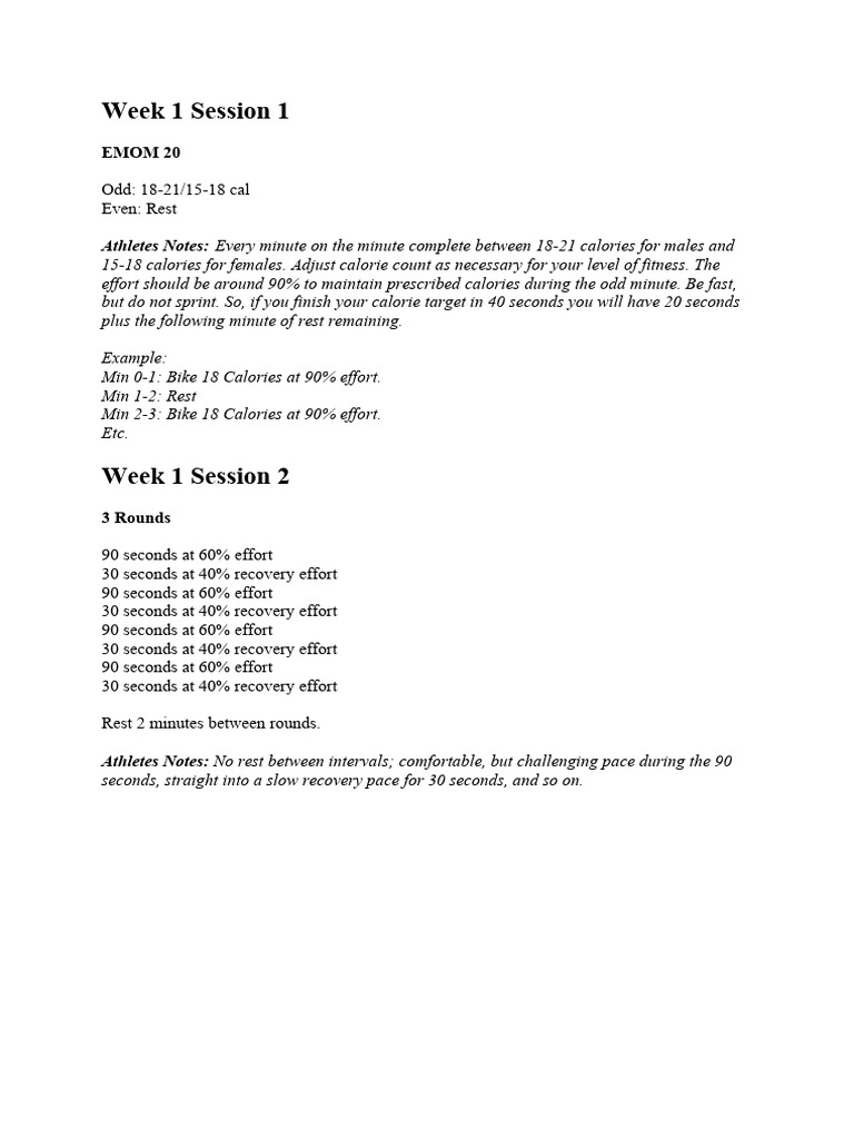 Assault Bike Training Program Overview | PDF | Physical Exercise