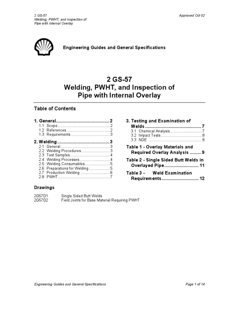 Shell US 2GS-57 Pipe With Internal Weld Overlay | PDF | Pipe (Fluid ...