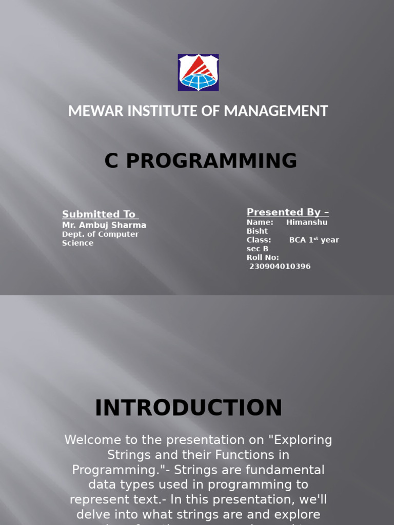 Himanshu Bisth C Presentation | PDF | String (Computer Science) | Letter Case
